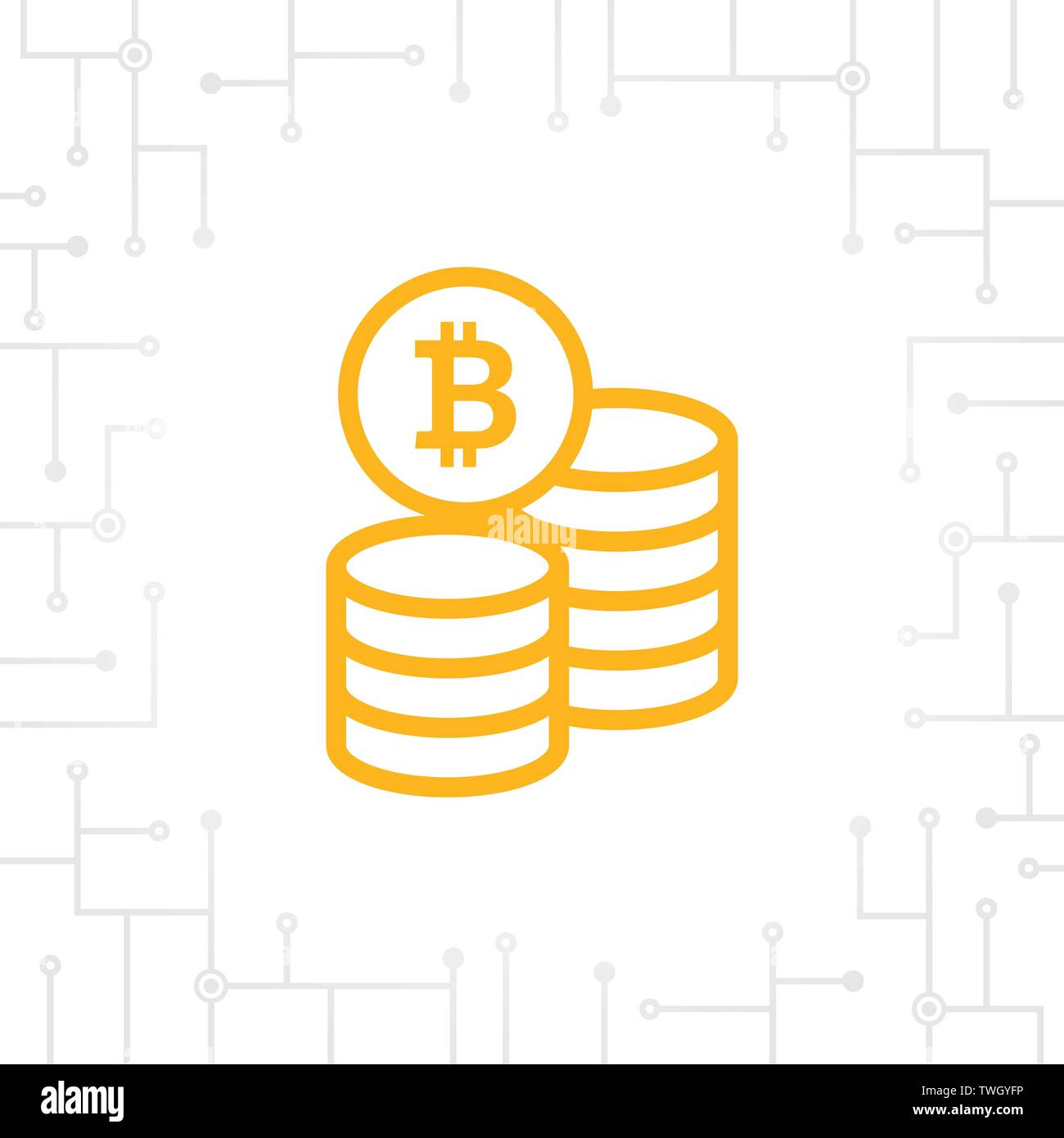 Bit-coin coin in line flat style. Digital money. Vector illustration ...
