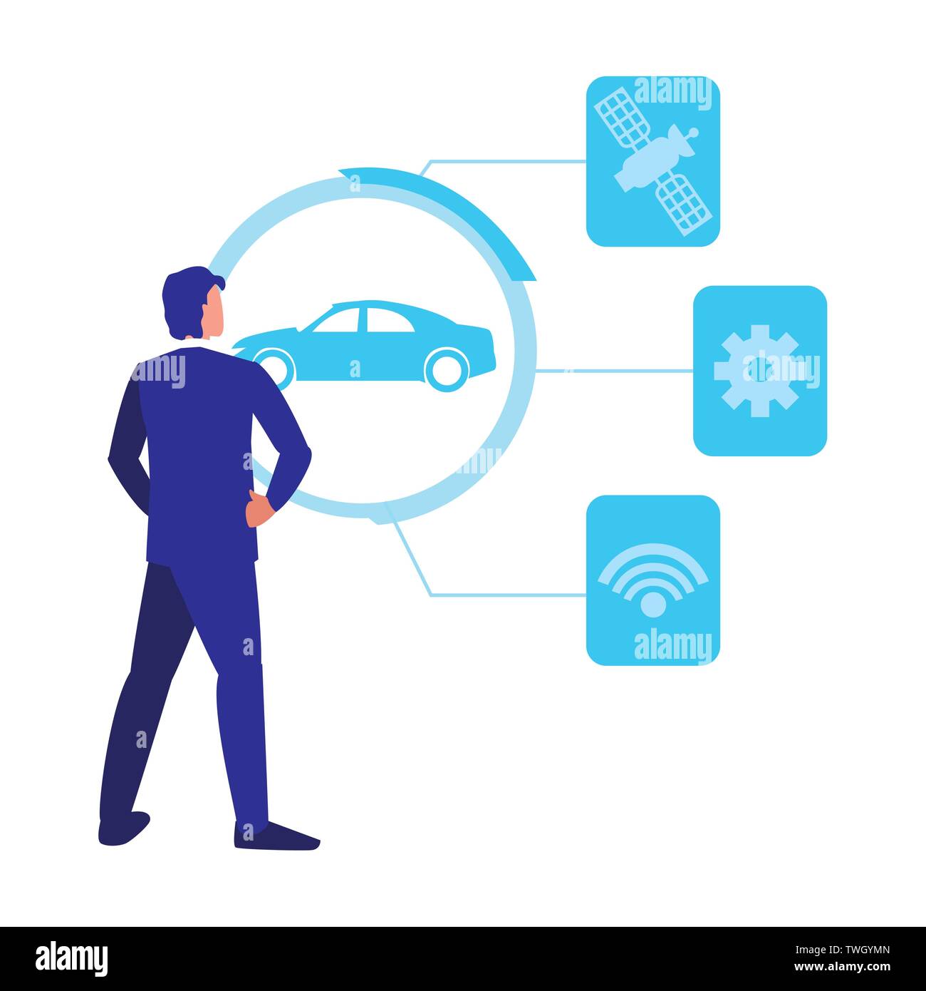 autonomous smart car man vector illustration design image Stock Vector ...