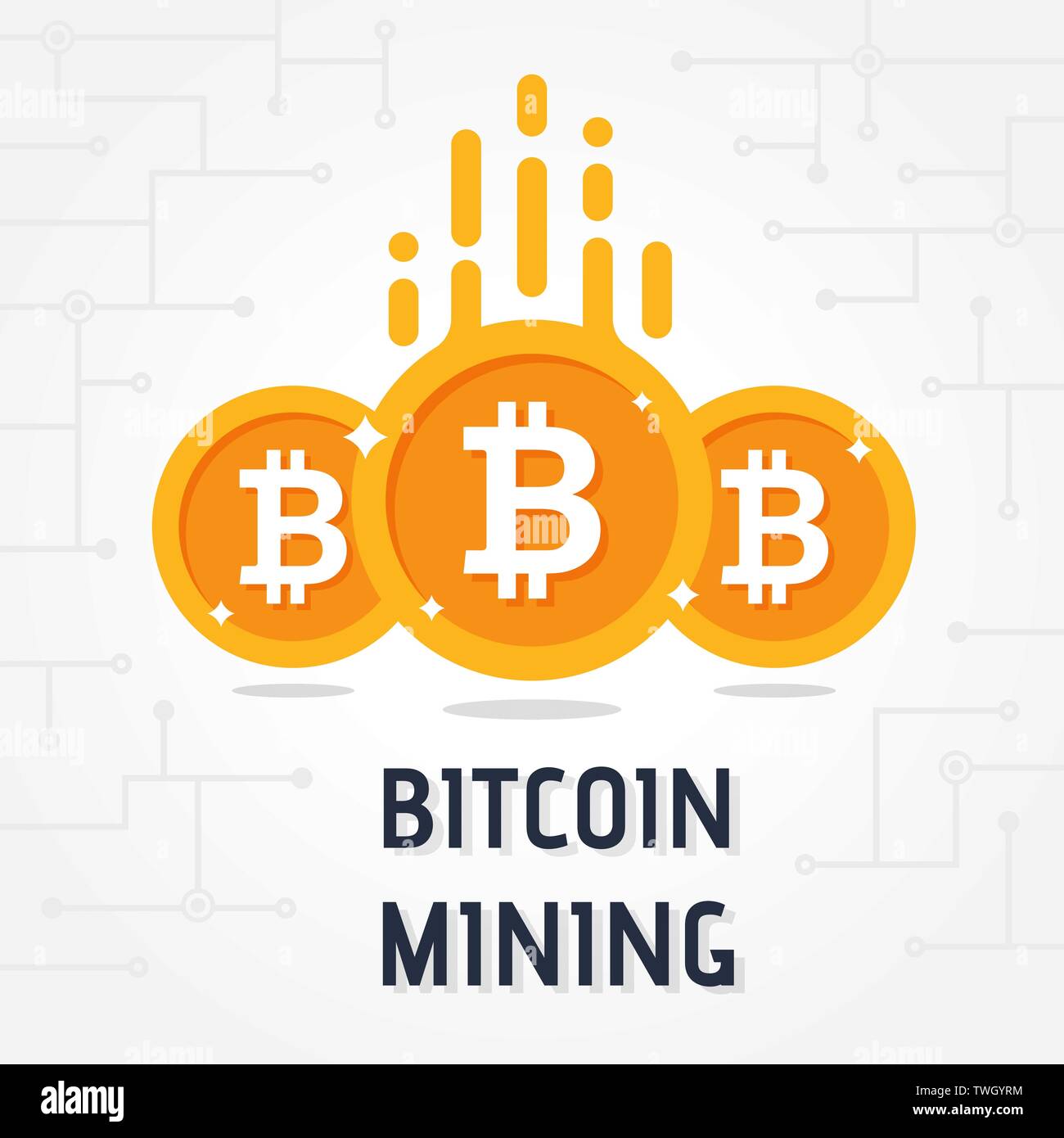 Bit-coin mining vector illustration. Concurrency technology and digital ...