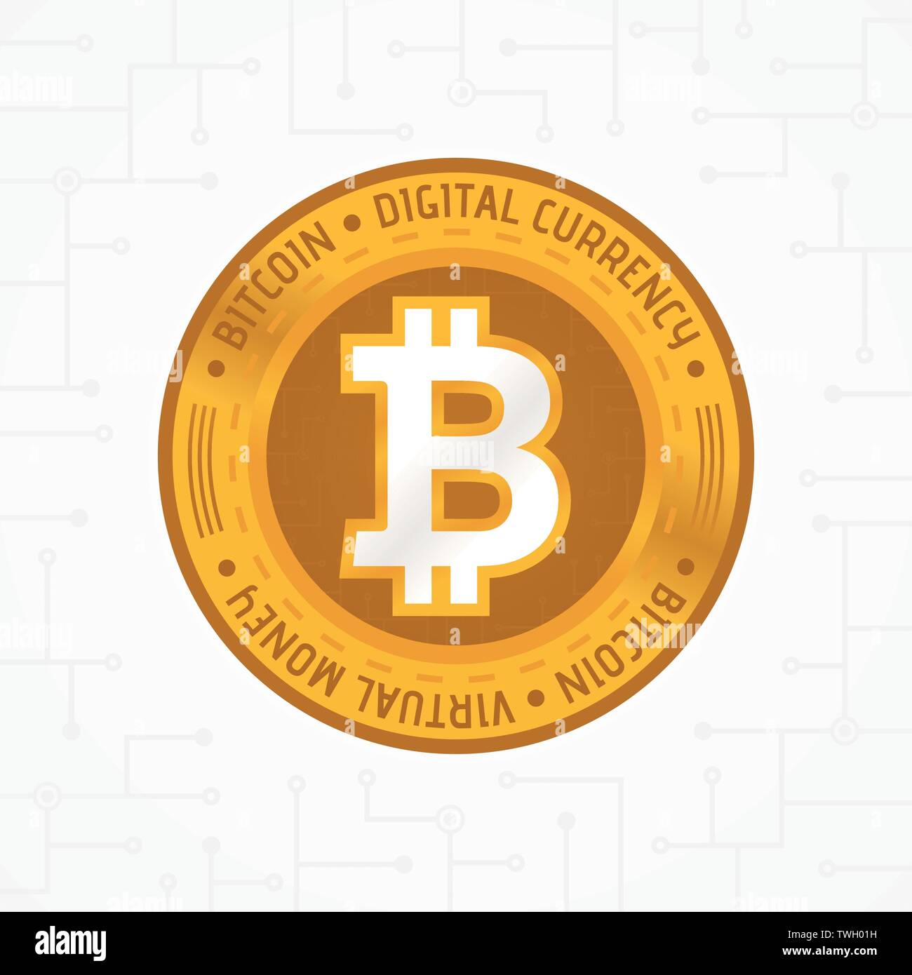 Crypt currency golden coin bit-coin symbol on white background. Vector ...