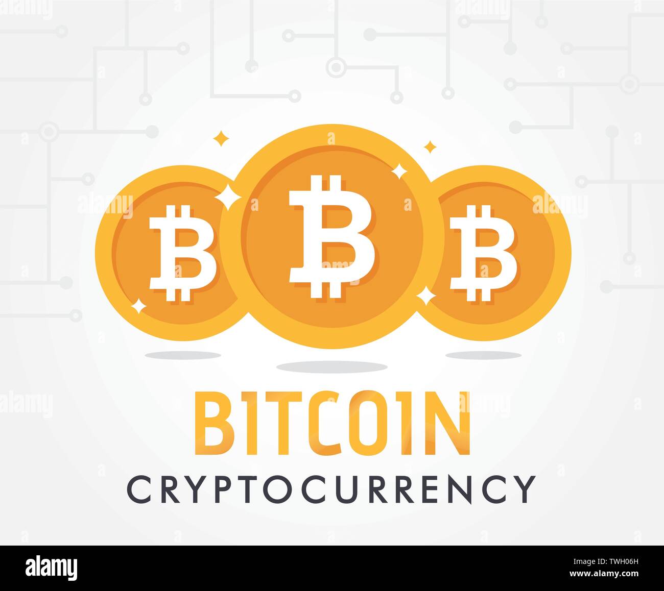 Digital bit-coin mining vector concept on white background. Currency ...