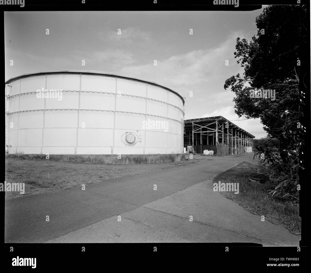 Raw water tank T5 with new rain shed (Building No. 241) in background ...