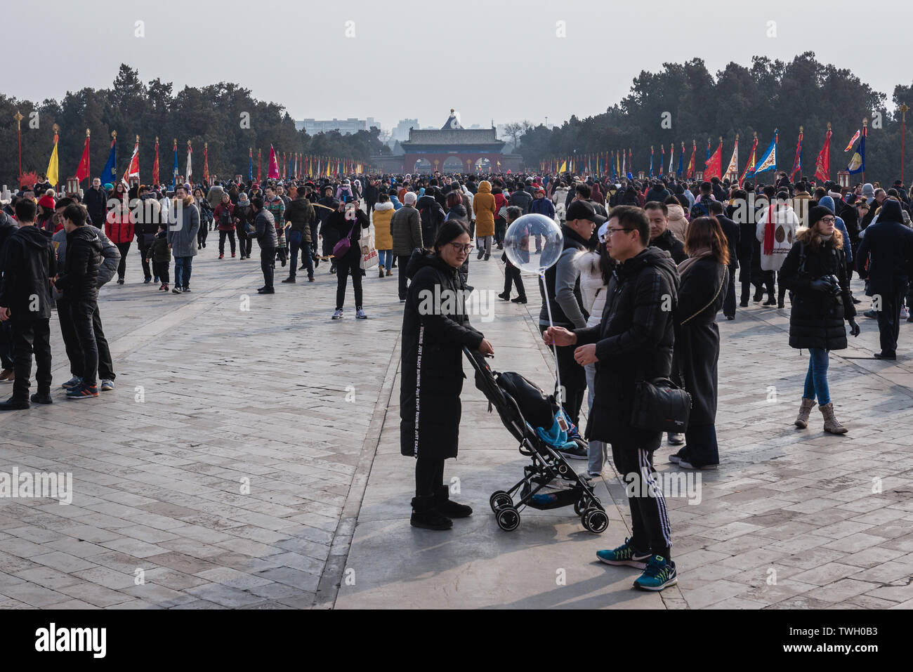 Tourists on Danbi Bridge in Temple of Heaven in Beijing, China Stock ...