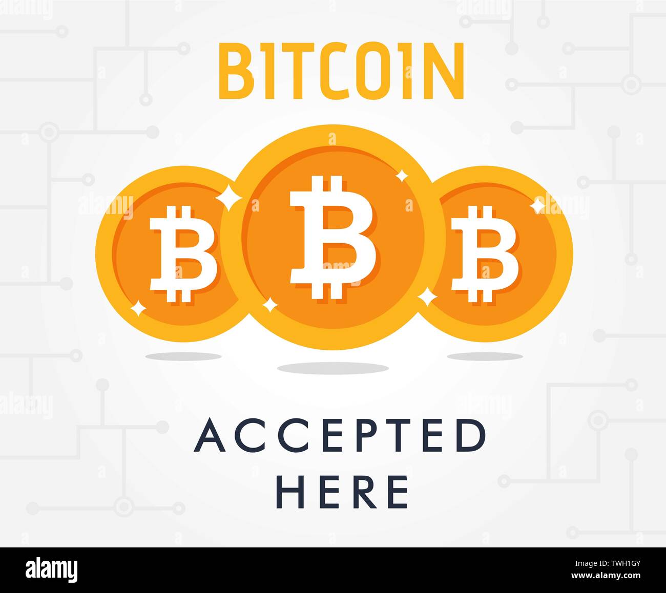 Bit-coin coin and text bit-coin accepted here. Bit-coin payment vector ...