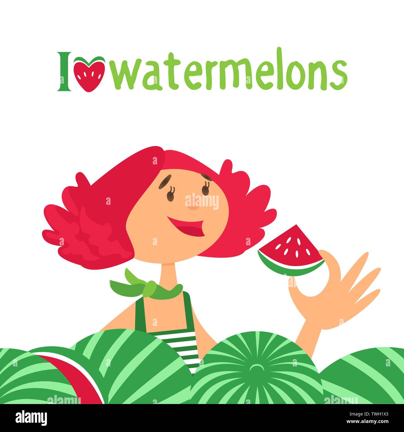 Watermelon day cute flat color vector Stock Vector Image & Art - Alamy