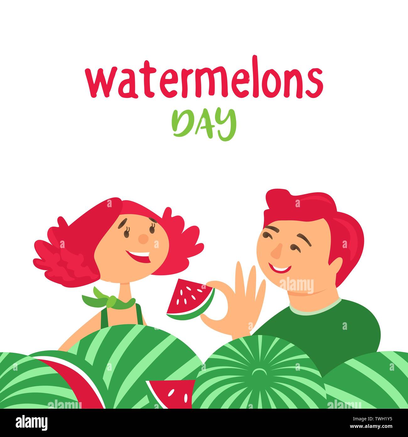 Watermelon day cute flat color vector Stock Vector Image & Art - Alamy