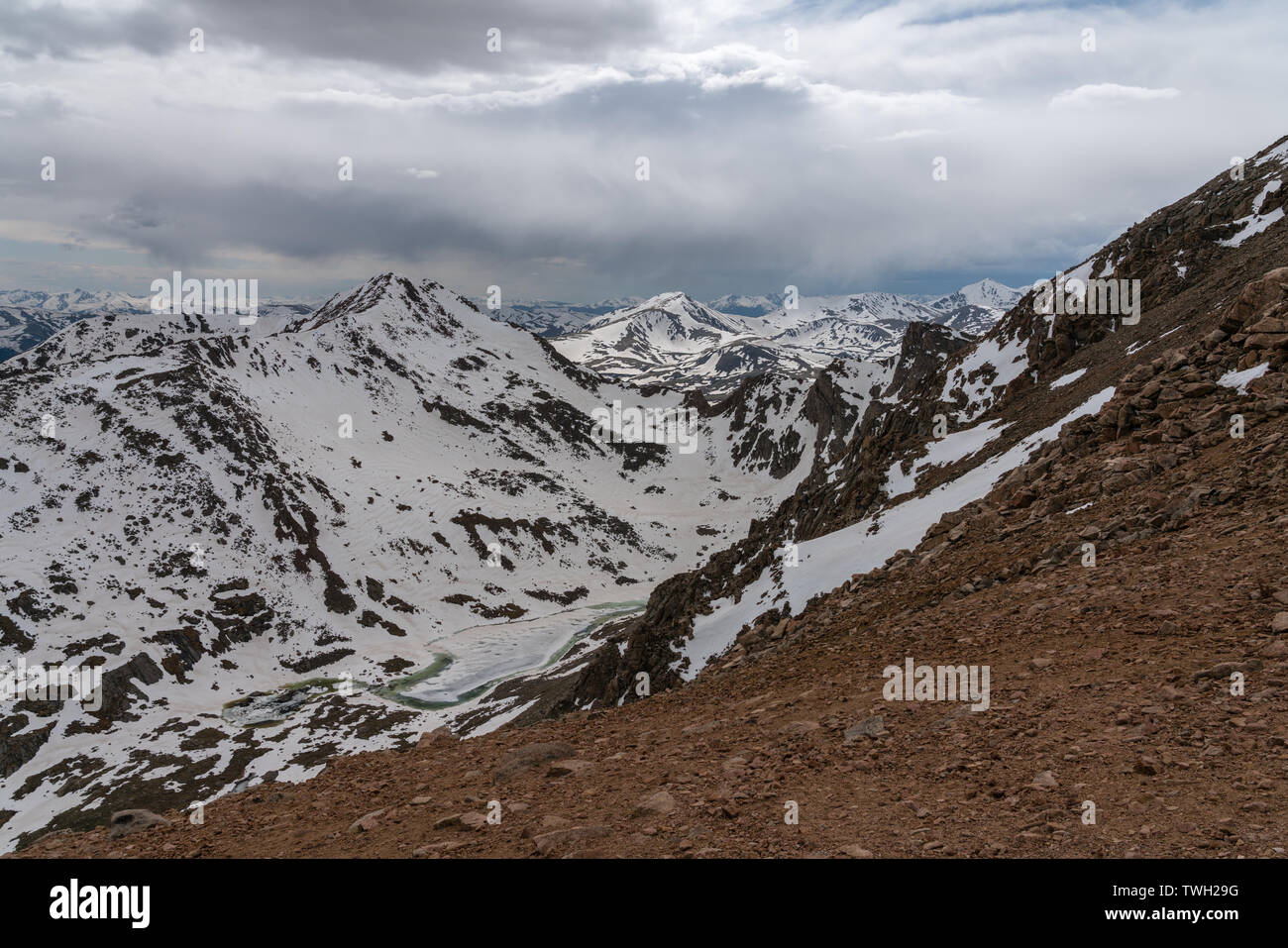 A view of Bierstadt from near the summit of Mount Evans. The famous ...