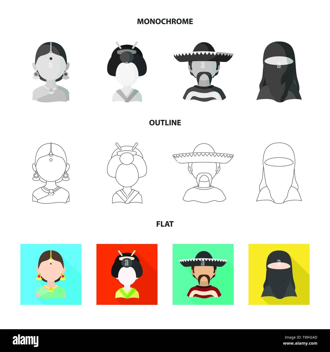 Vector illustration of imitator and resident sign. Collection of ...