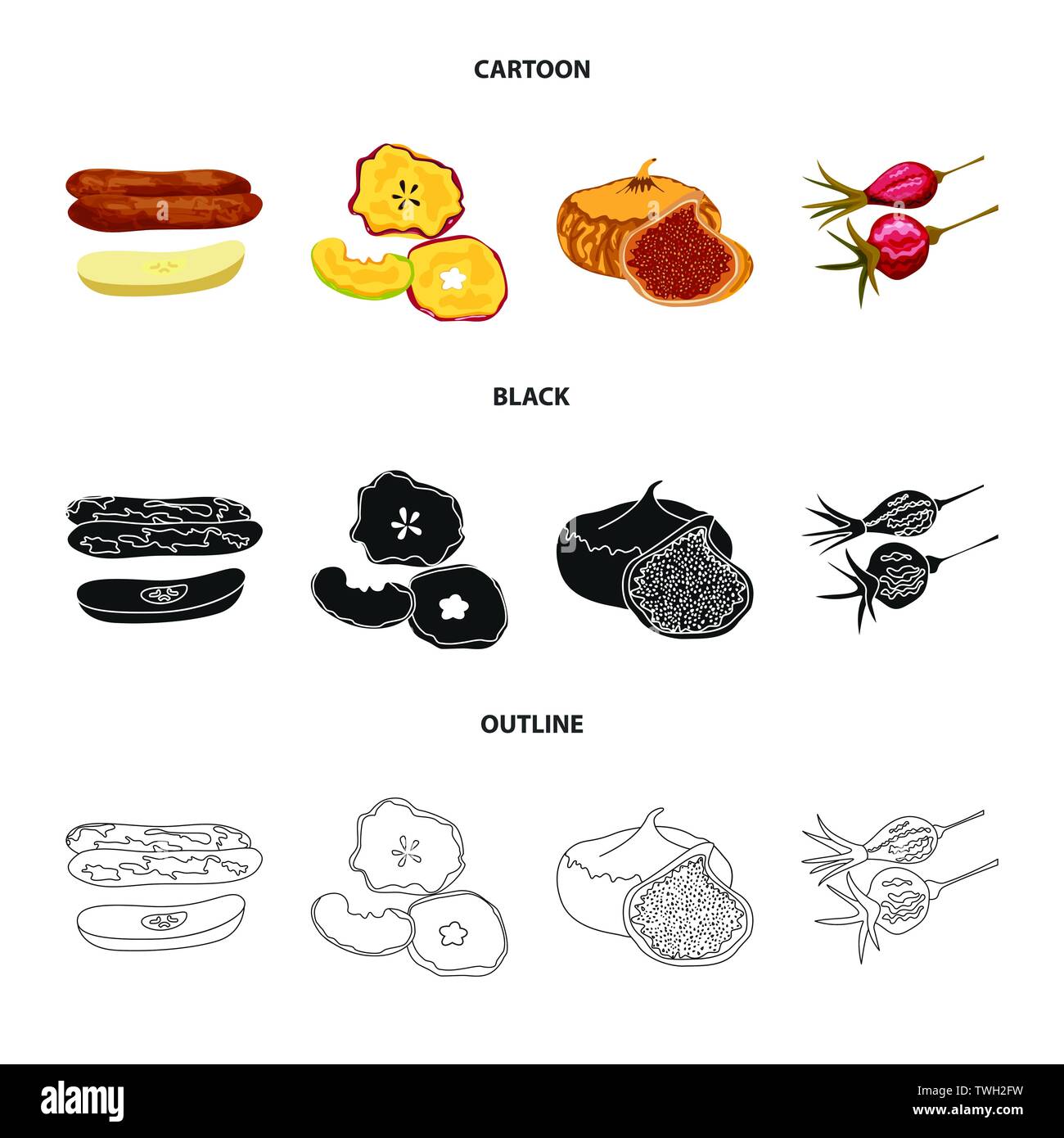 Vector illustration of food and raw symbol. Collection of food and ...