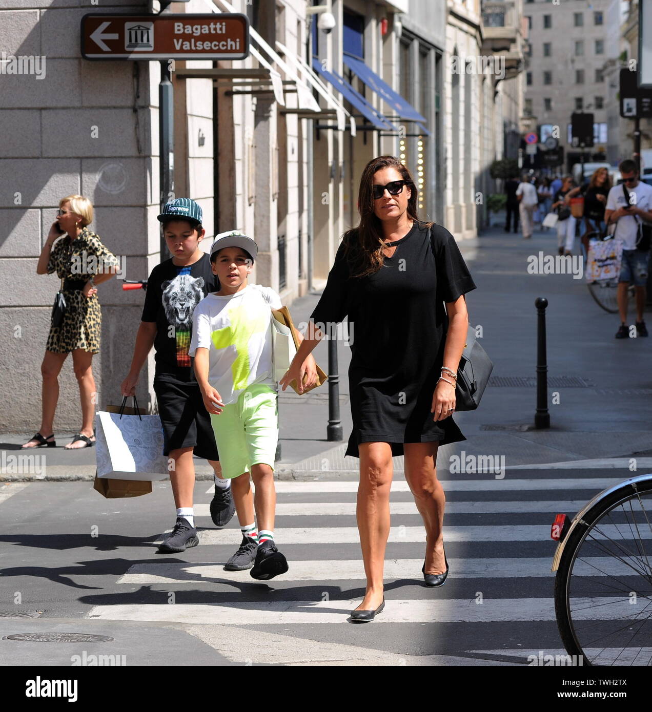 Milan, Alena Seredova and children shopping in the center Alena ...
