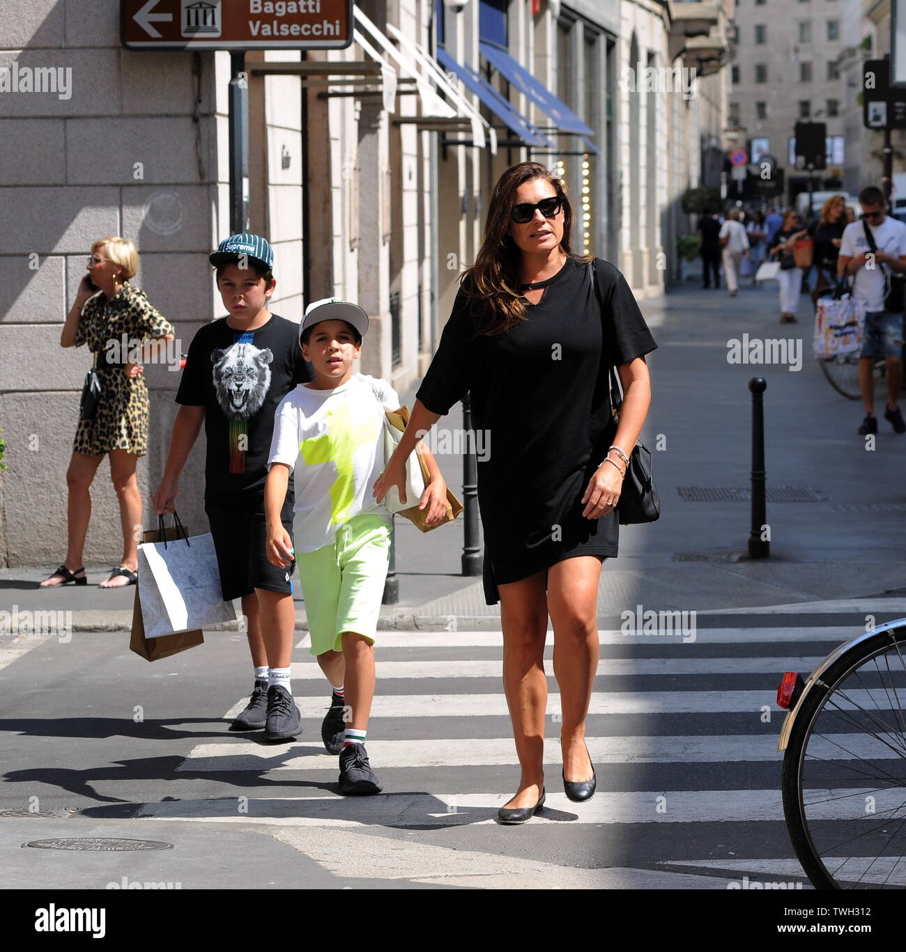 Milan, Alena Seredova and children shopping in the center Alena ...