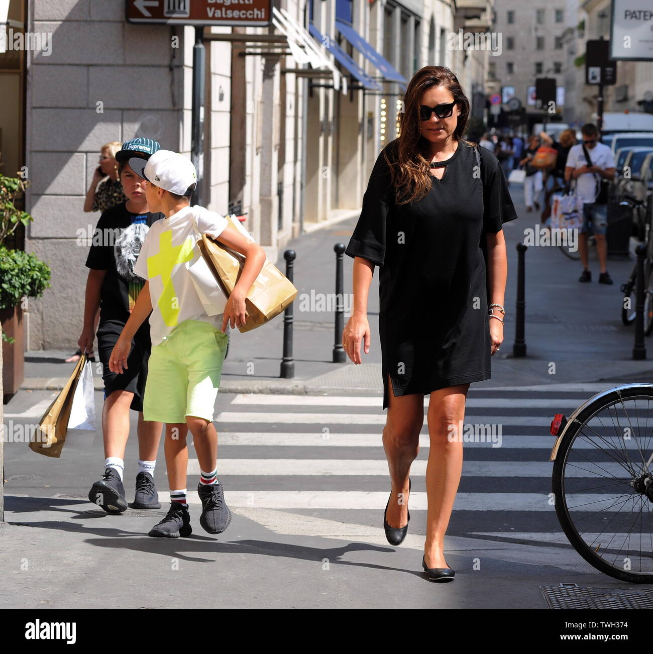 Milan, Alena Seredova and children shopping in the center Alena ...
