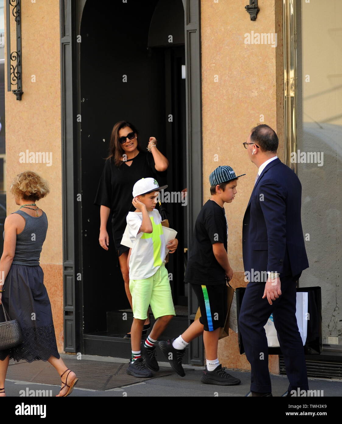 Milan, Alena Seredova and children shopping in the center Alena ...