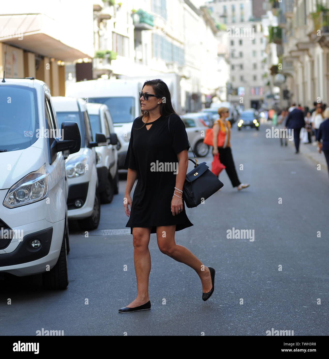 Milan, Alena Seredova and children shopping in the center Alena ...
