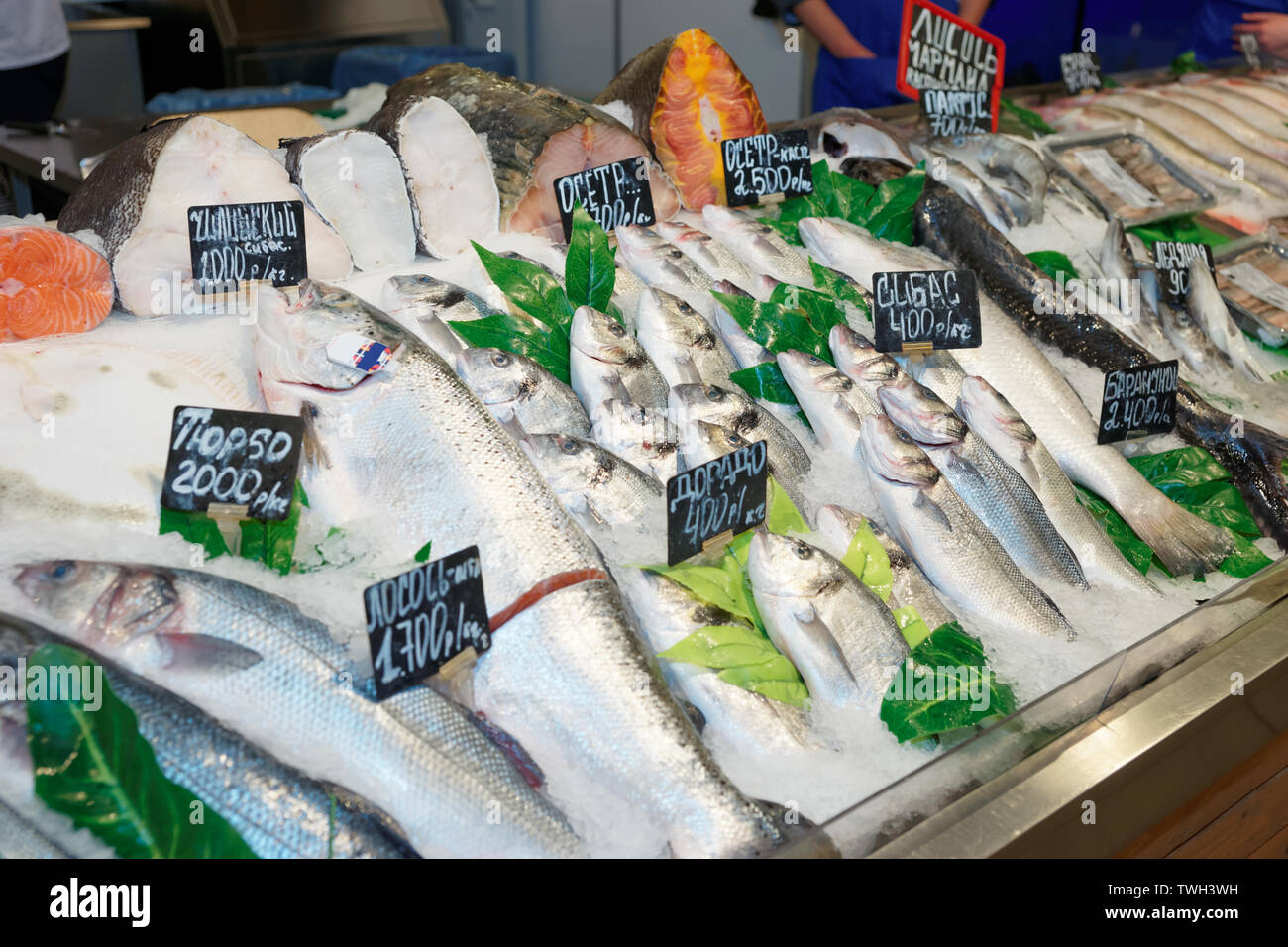 Salmon fish shop display hi-res stock photography and images - Alamy