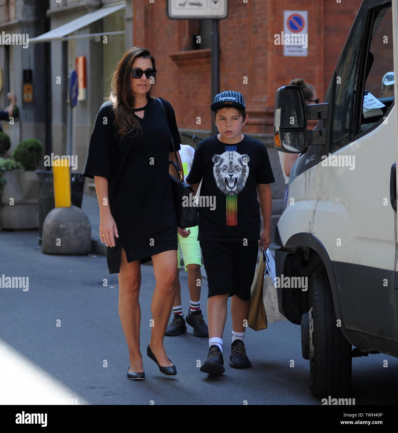 Milan, Alena Seredova and children shopping in the center Alena ...