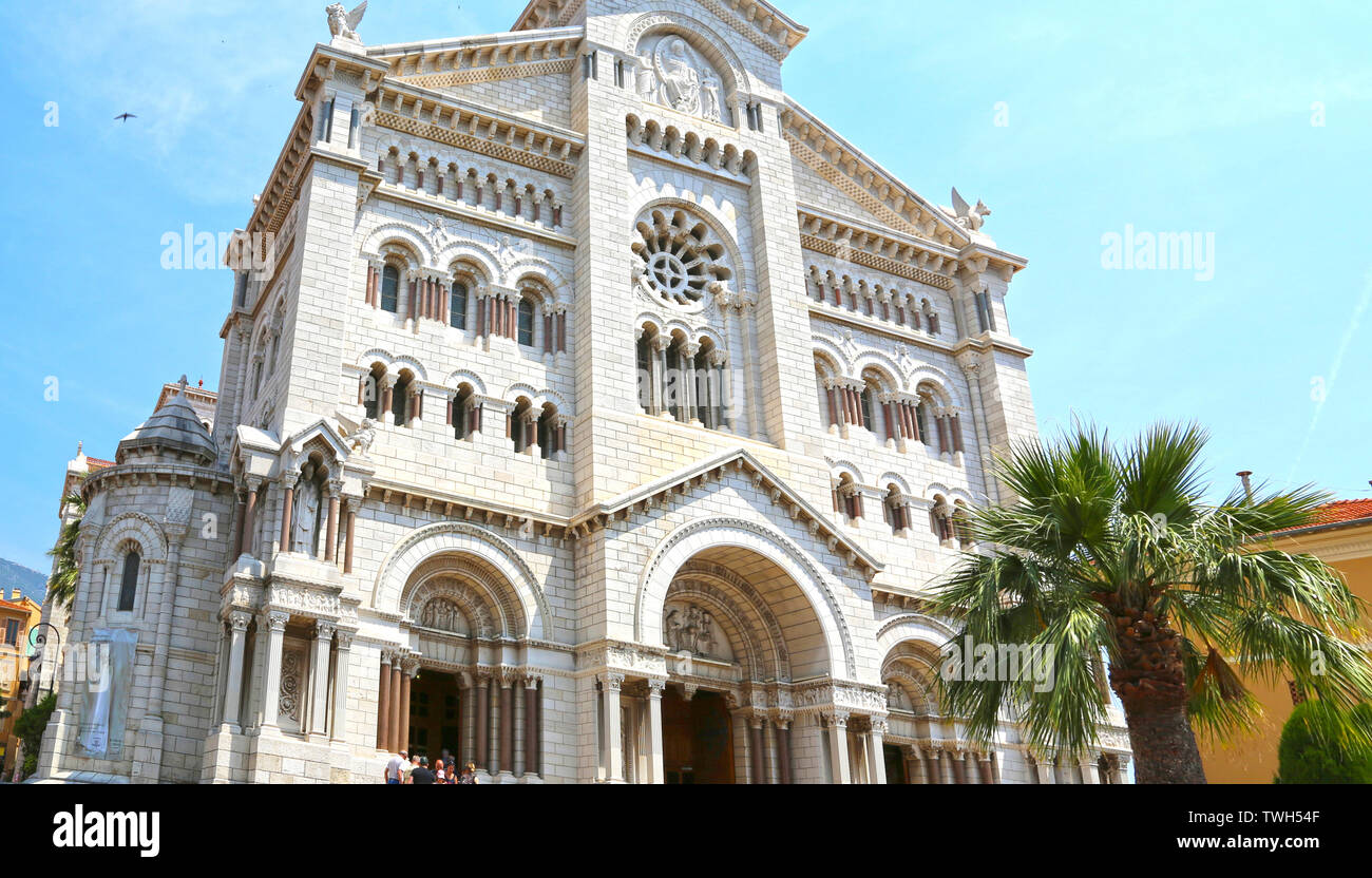 Monaco City, Monaco - June 13, 2014: Monaco Cathedral, The Cathedral of ...
