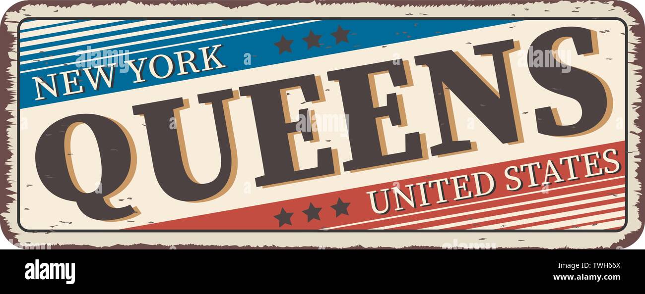 Welcome to New York queens vintage rusty metal sign on a white ...