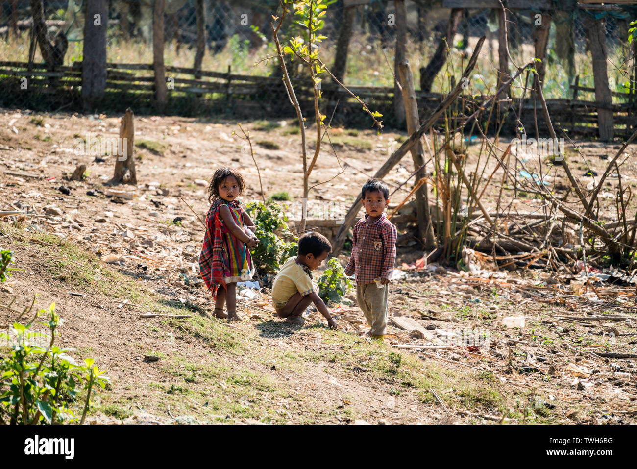 Local people Akha Pixor in the village near of the Phongsali, Laos ...