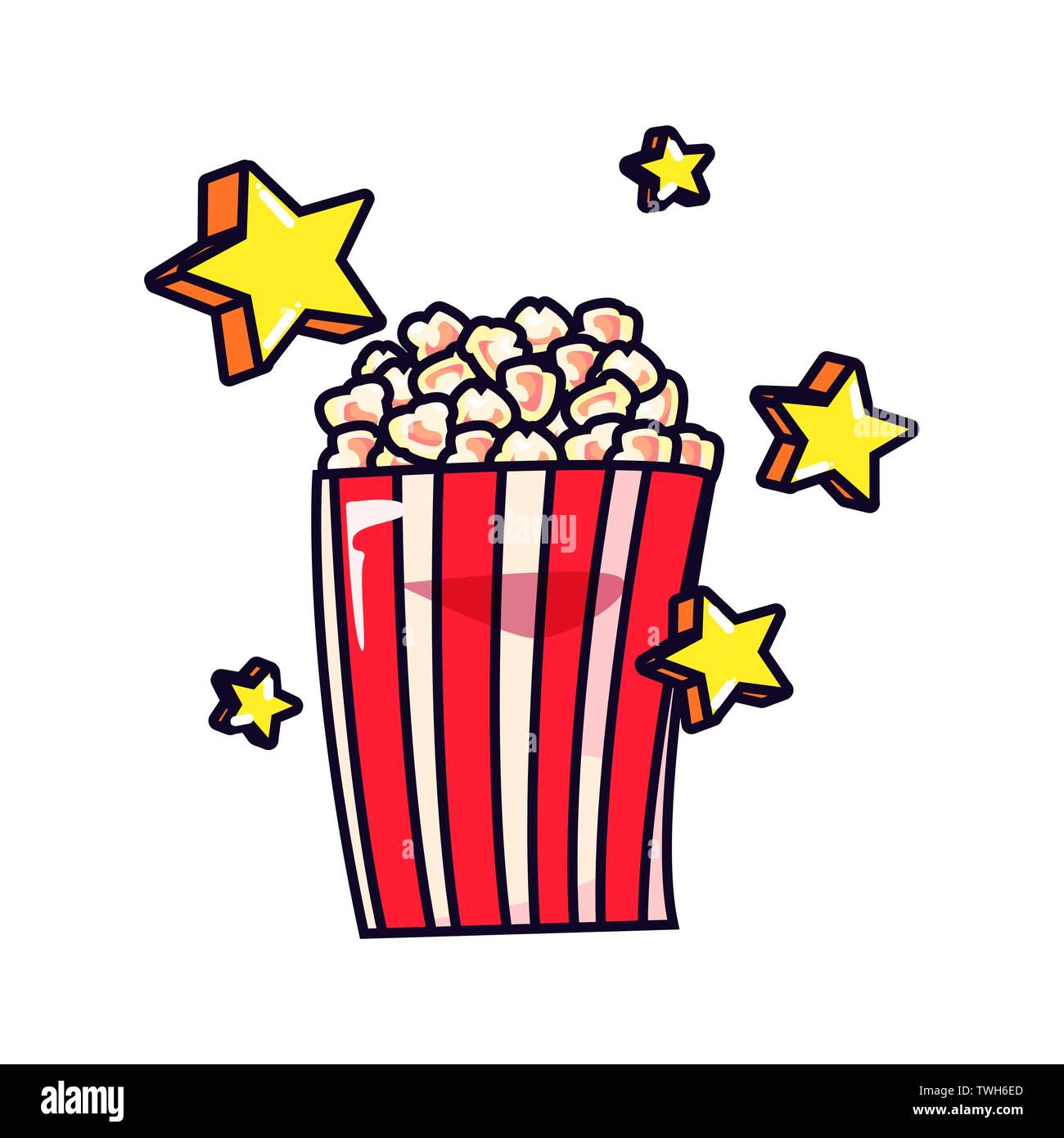 pop corn stars comic pop art on white background vector illustration ...