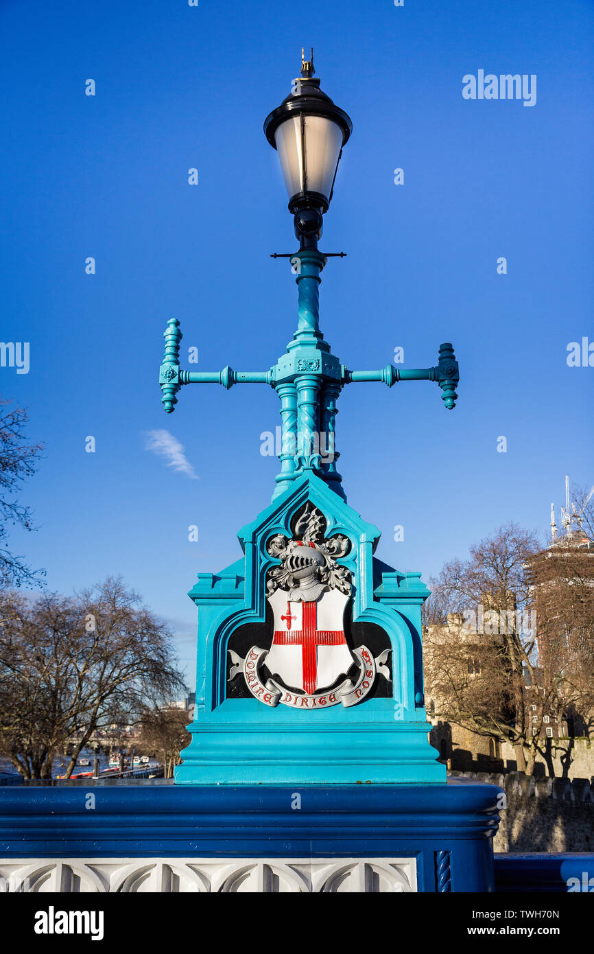 Ornate lantern on iconic Tower Bridge in London, UK on 17 December 2012 ...
