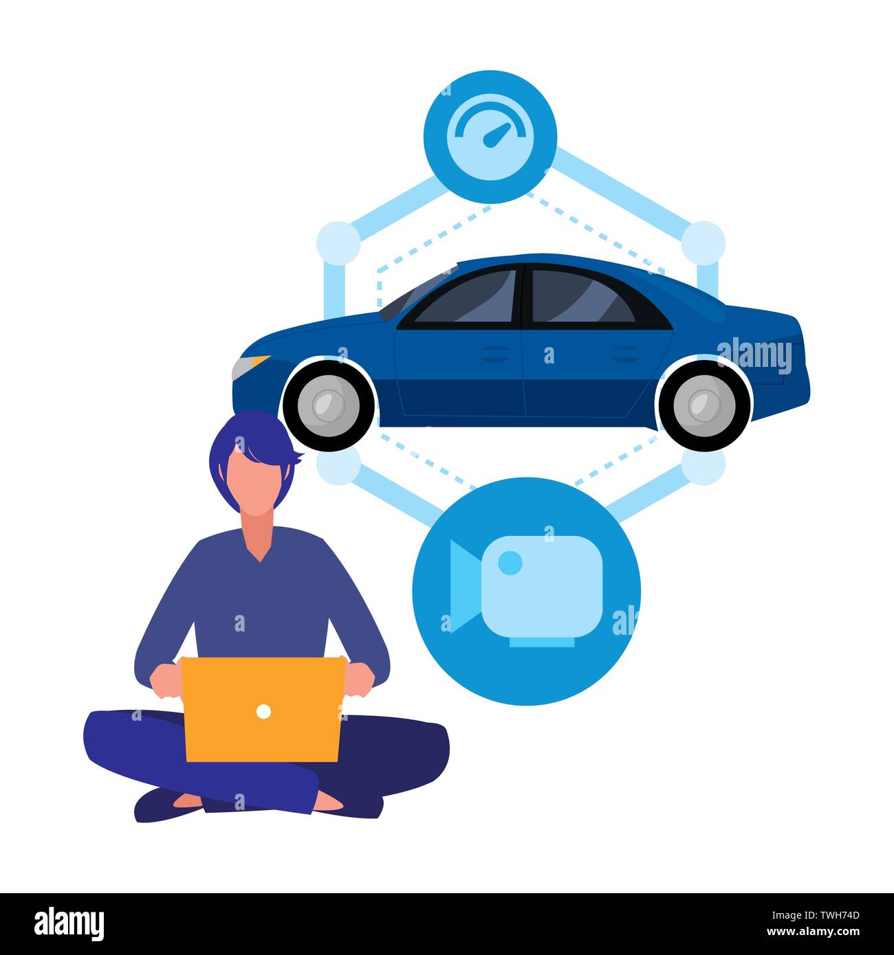 autonomous smart car man vector illustration design image Stock Vector ...