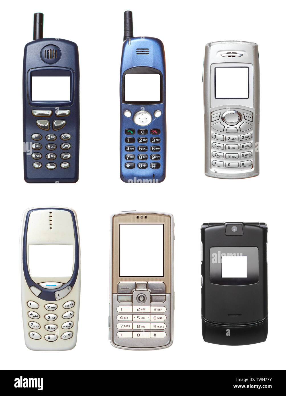 Old mobile phones set isolated on white background Stock Photo - Alamy