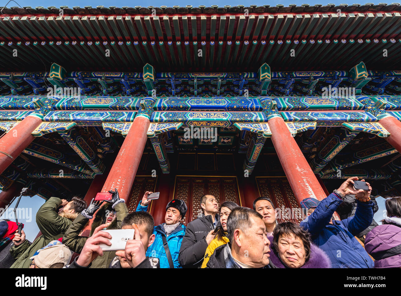 Tourists in front of Pavilion of Everlasting Spring Pavilion on the ...