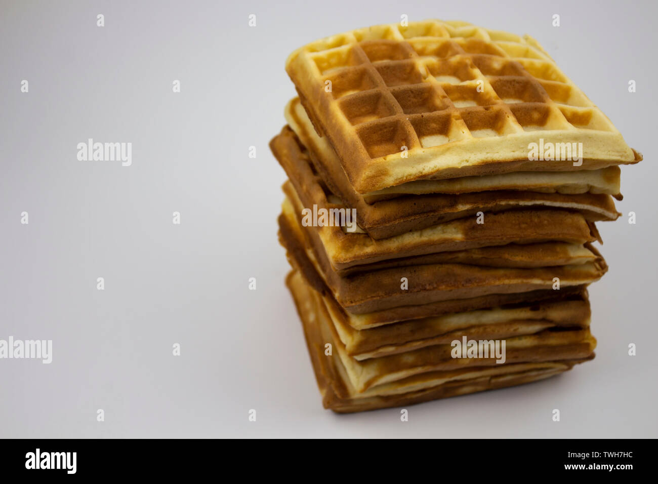 Waffle Put On Background, isolate, tasty waffle. Copy space Stock Photo ...
