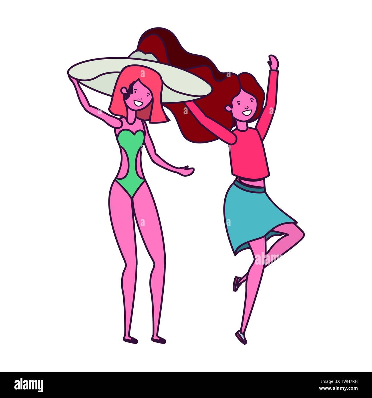 Ladies dancing cartoon hi-res stock photography and images - Alamy