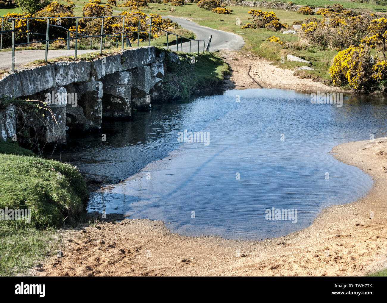 Delford clapper Bridge known as Delphi Bridge near St Breward on Bodmin ...
