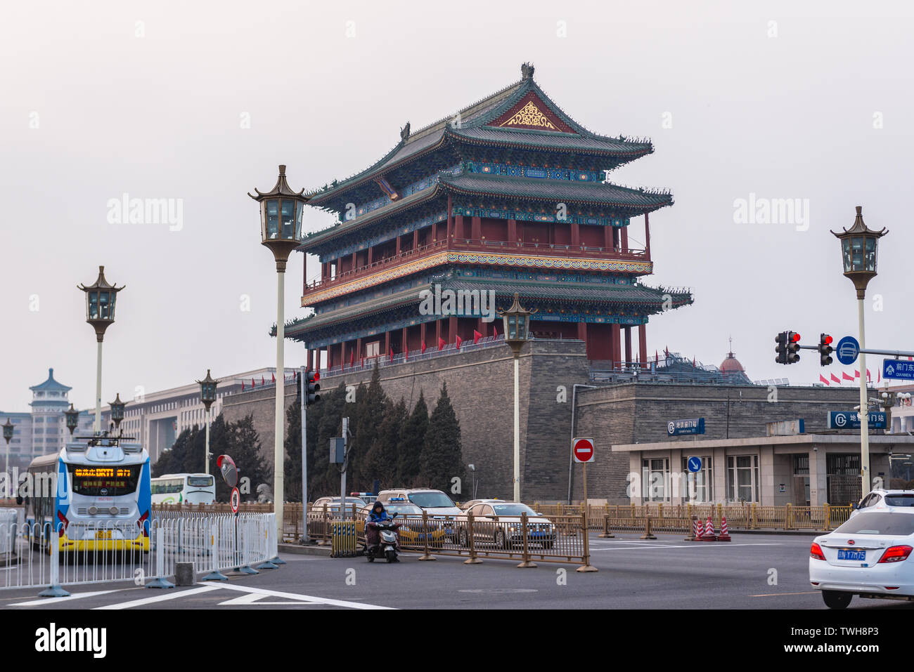 Zhengyangmen gatehouse on Qianmen Street in Beijing, China Stock Photo ...