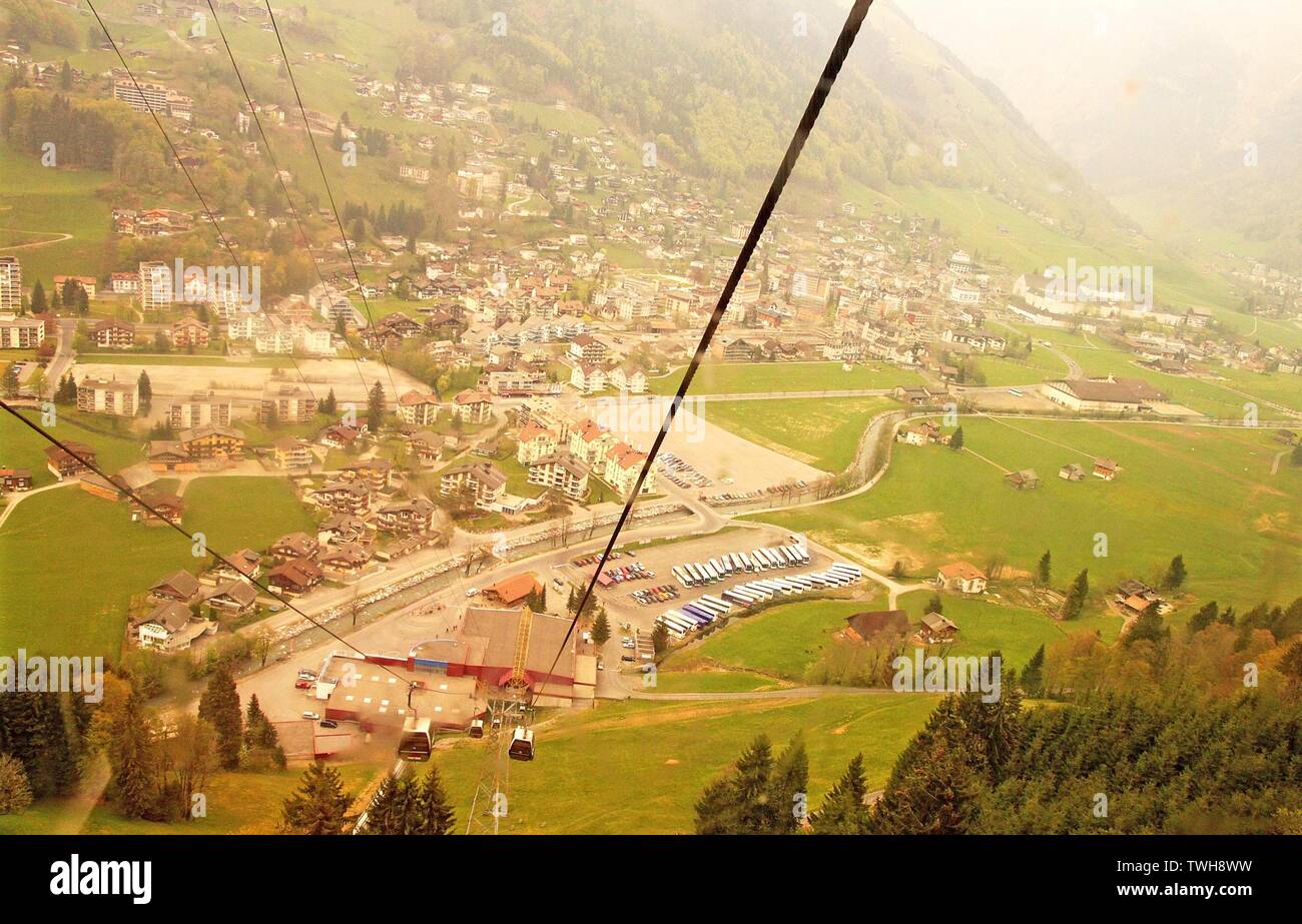 Alpine cable car overlooking Stock Photo - Alamy