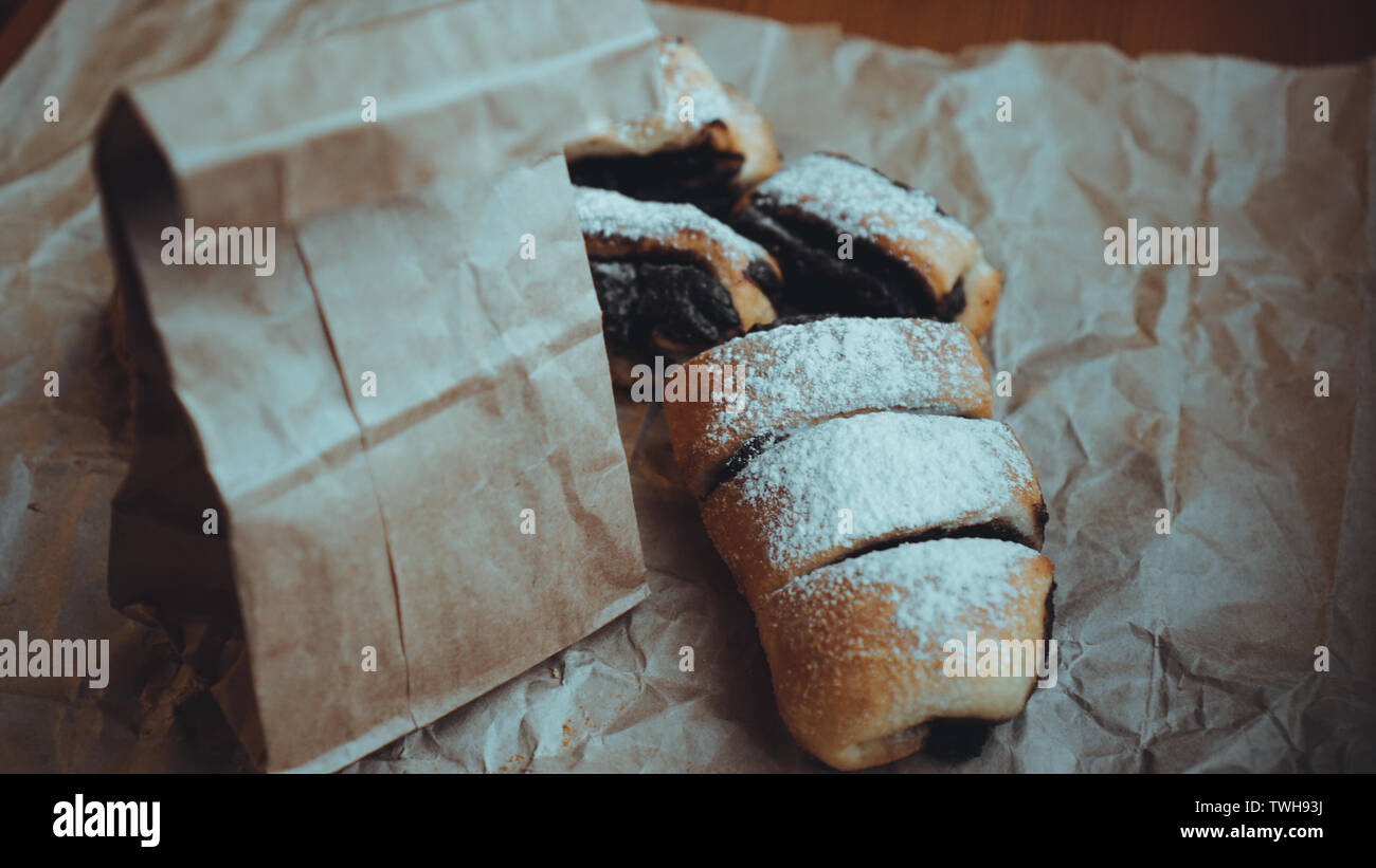 Sweet Baking product on craft paper. Food photo. Sweet Pastries. Bakery ...