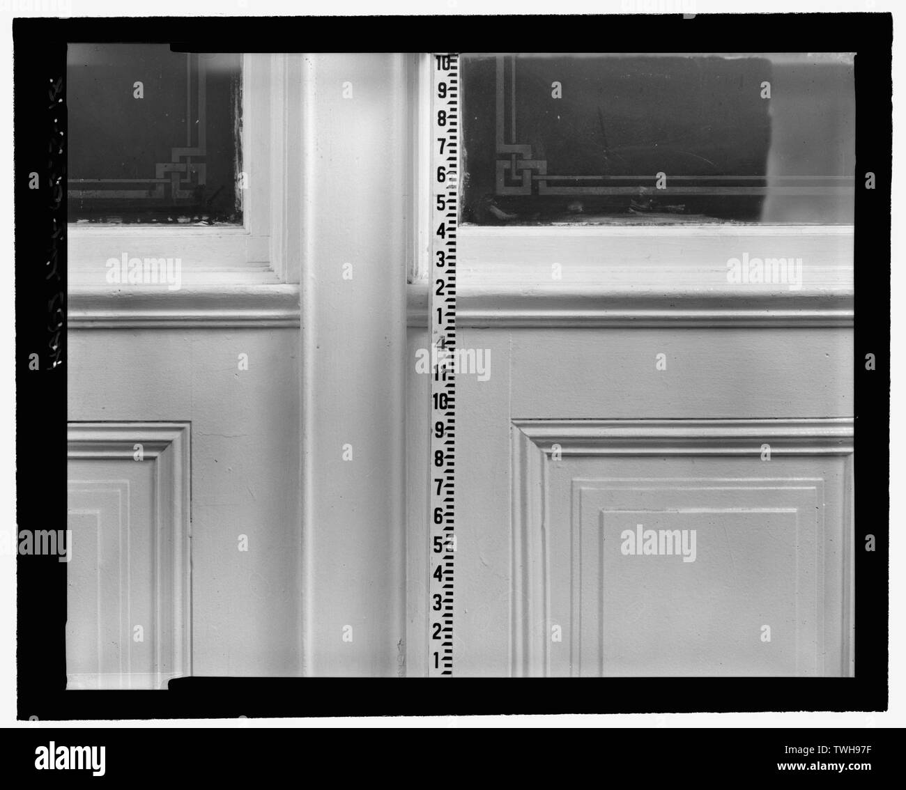 Room 706, Interior Partition, detailed close-up (with measuring stick ...