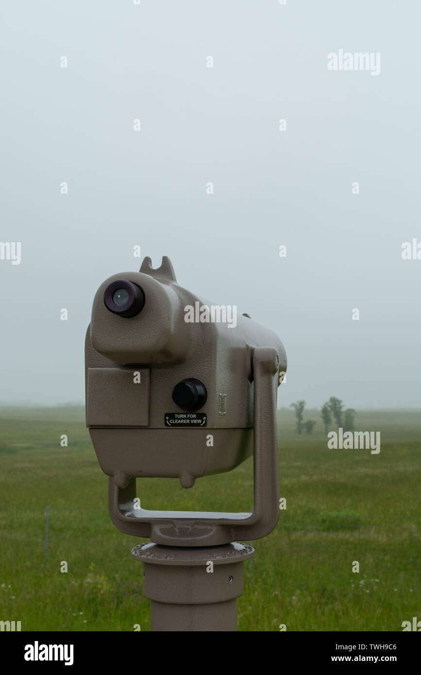 observation telescope in the fog used to help spot the bison at Midewin ...