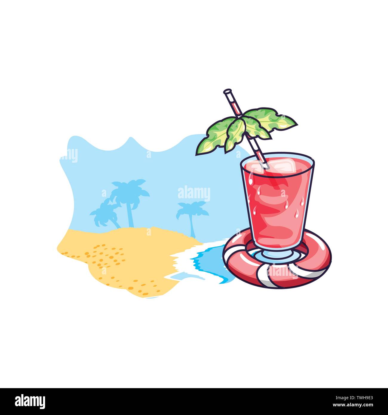 tropical cocktail drink with float vector illustration design Stock ...