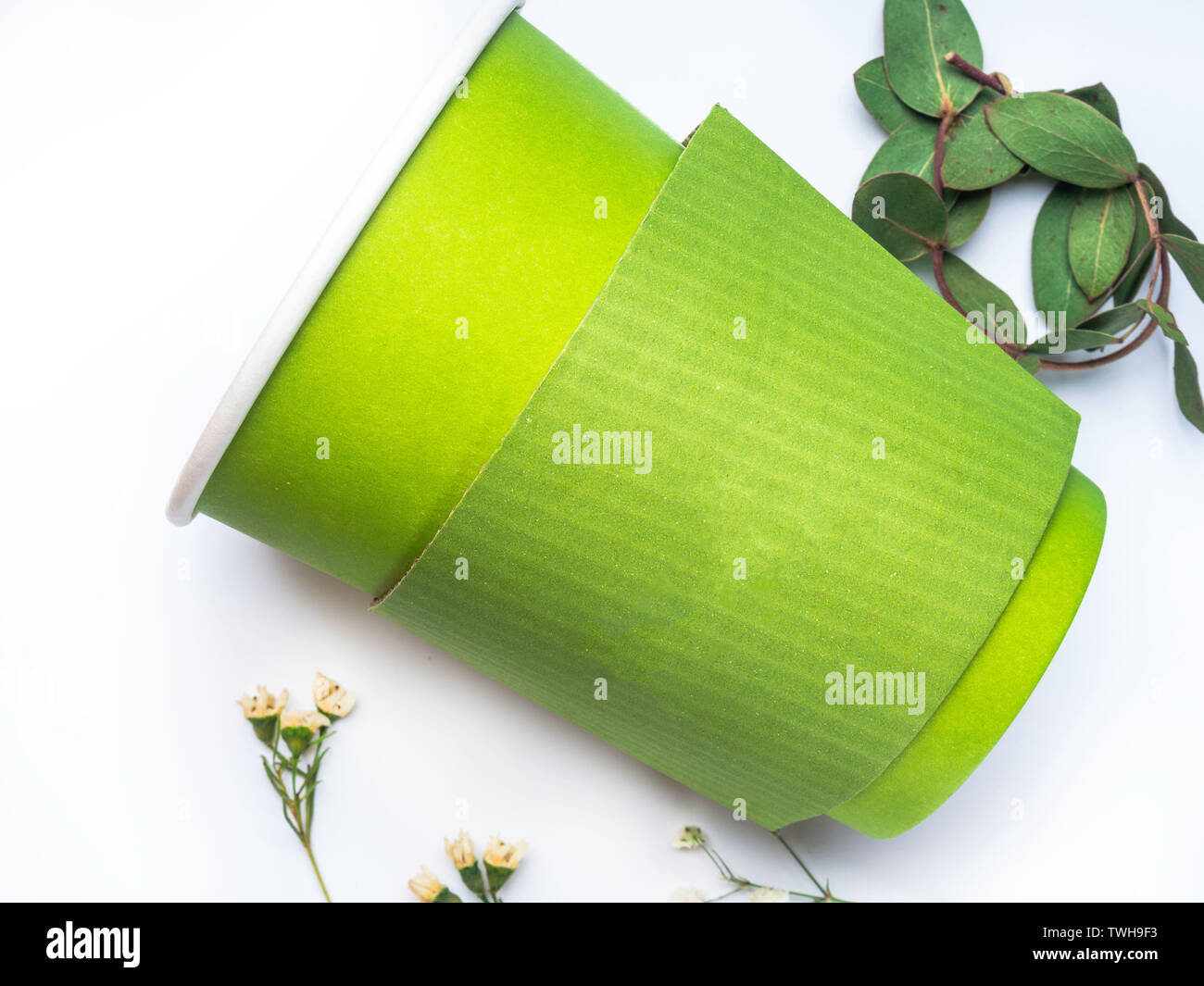 Bio paper cup to go with coffee or tea on white background, BIO PLA ...