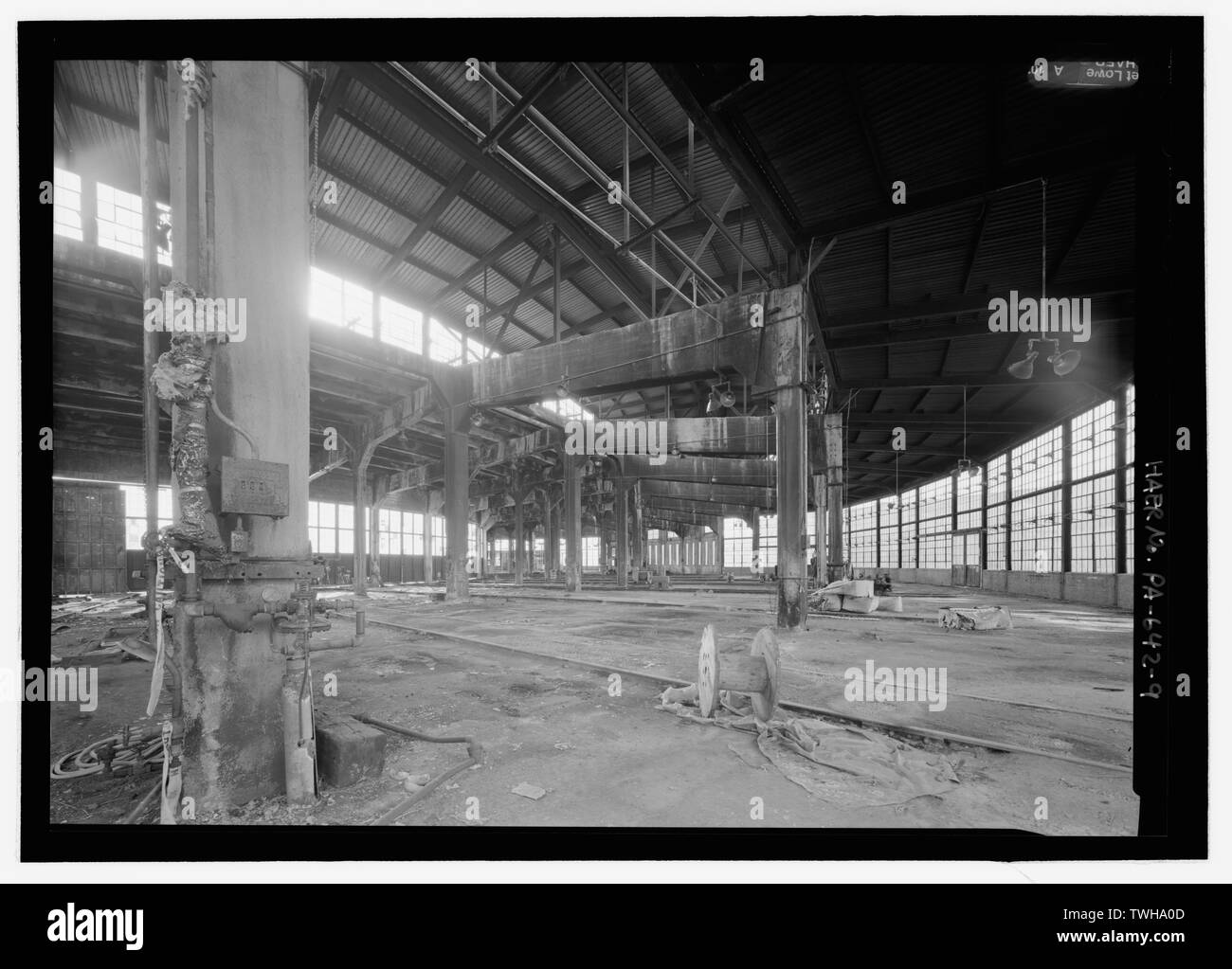Roundhouse interior, looking south from stall 17. - Bessemer and Lake ...