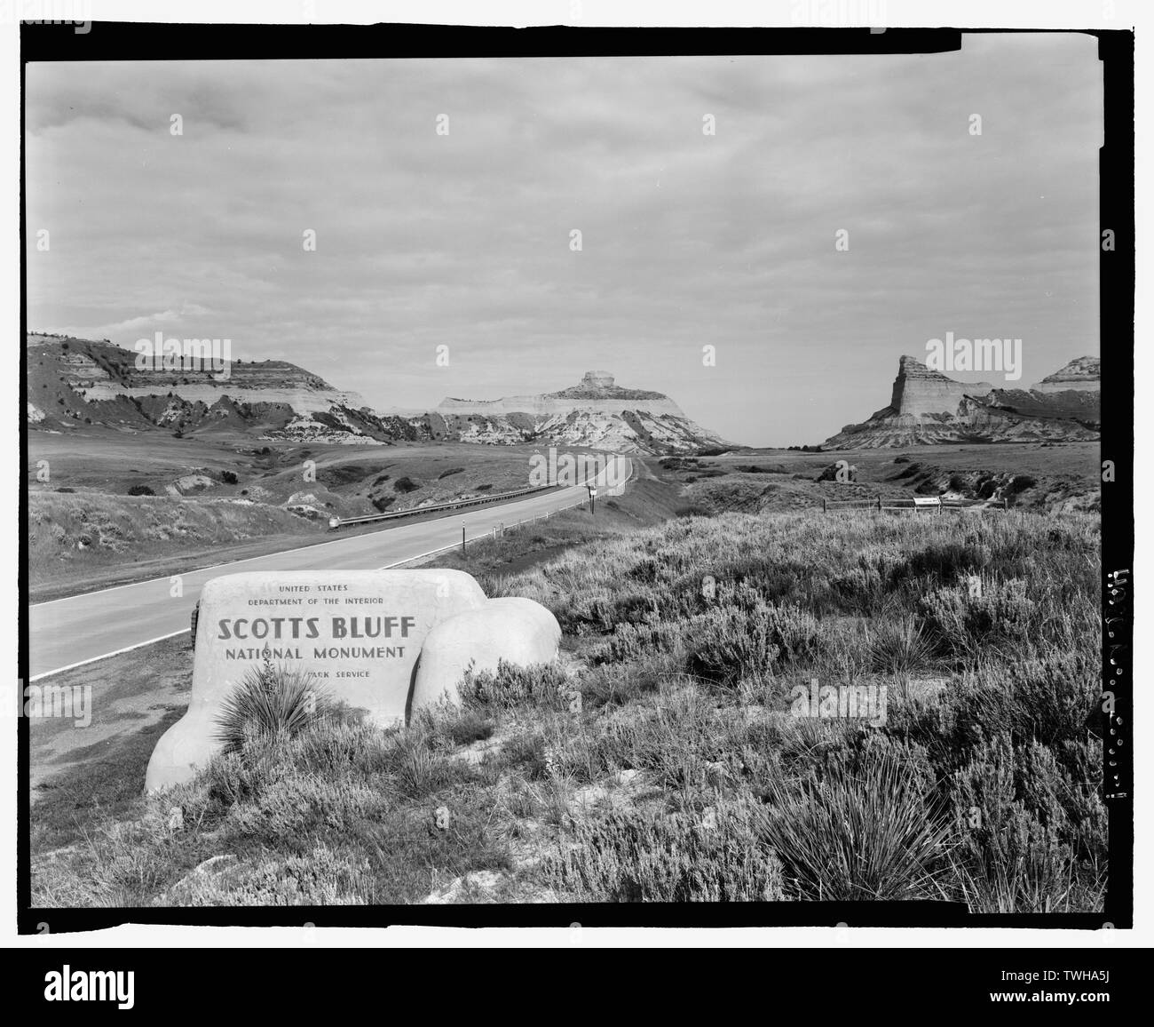 Route 92, east entrance sign with view to Mitchell Pass. View NW ...