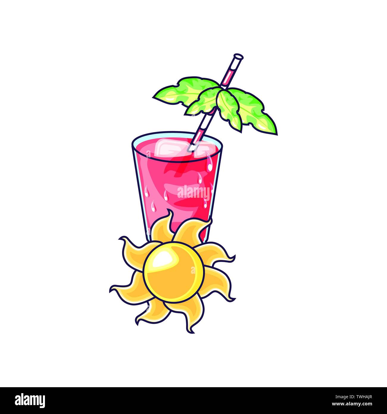 tropical cocktail drink with sun vector illustration design Stock ...