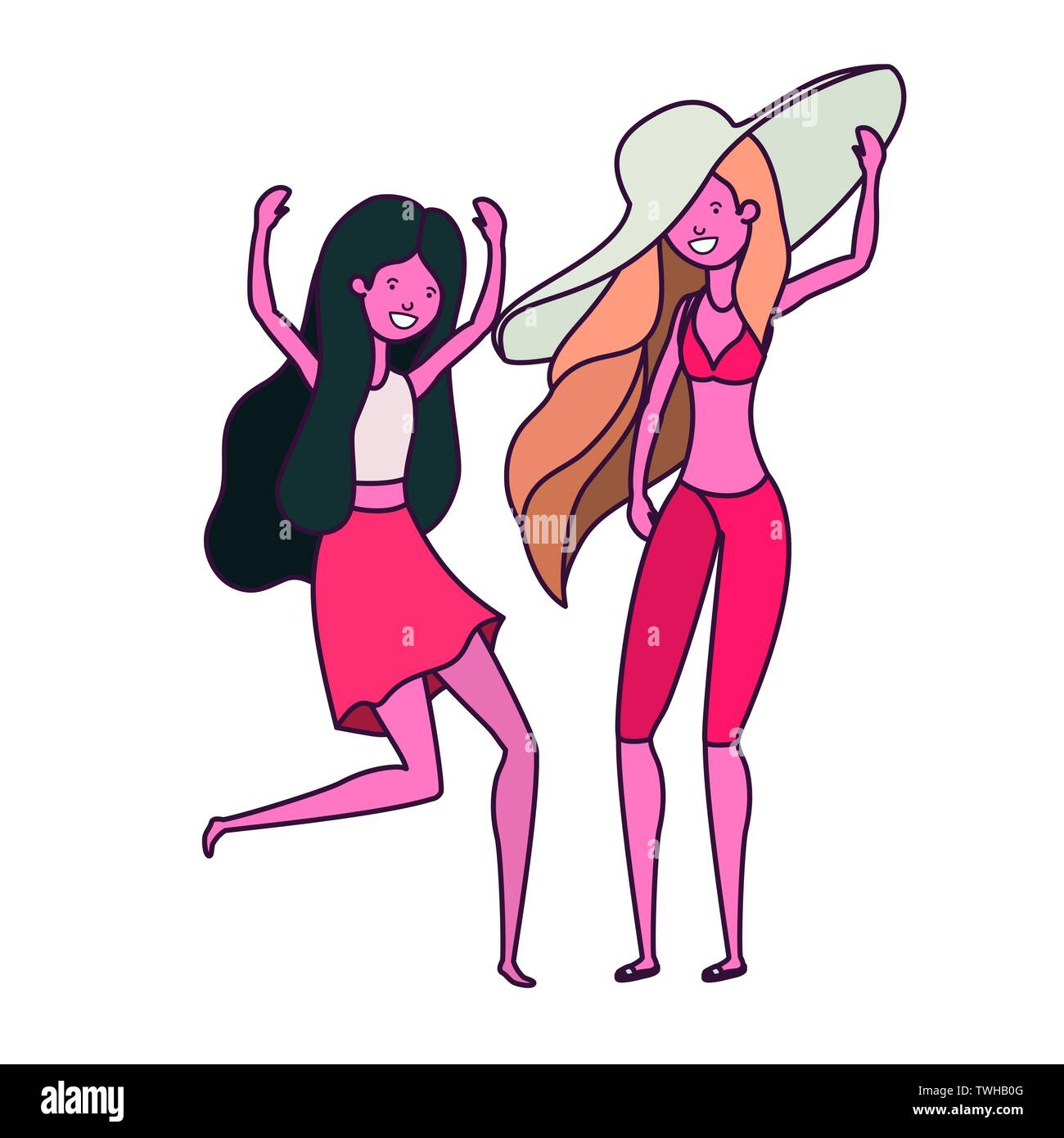 Ladies dancing cartoon hi-res stock photography and images - Alamy