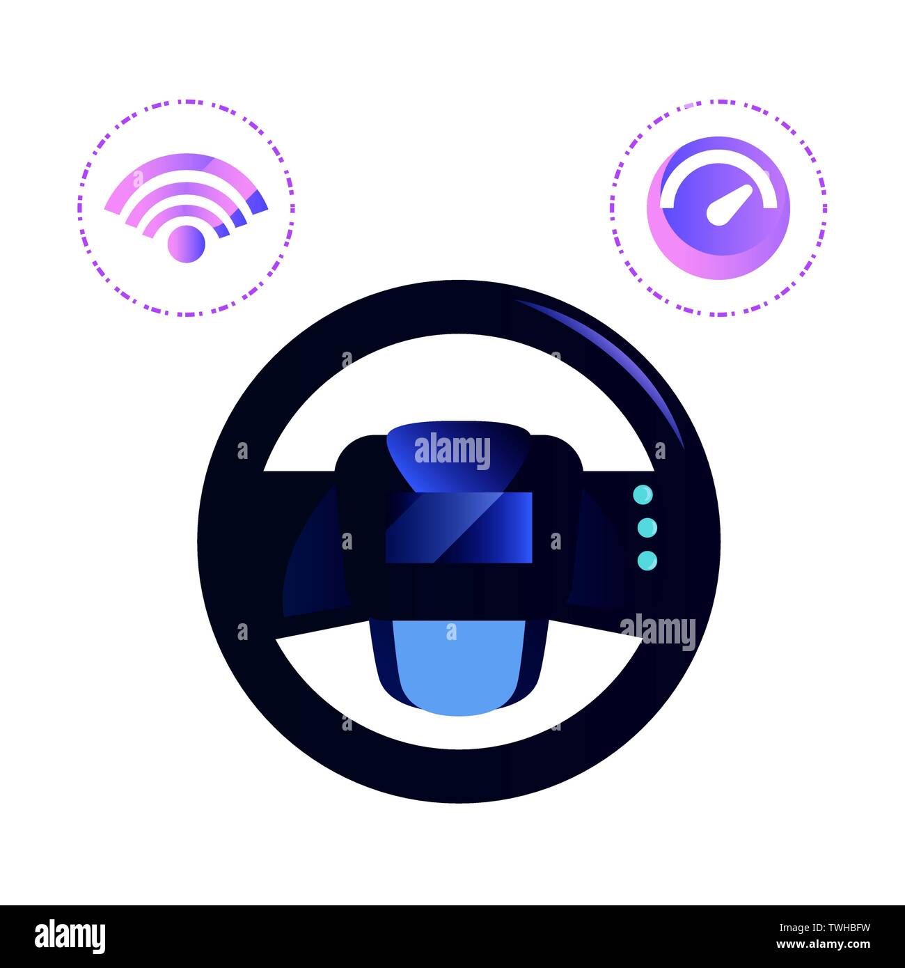 autonomous smart car steering wheel vector illustration design image ...