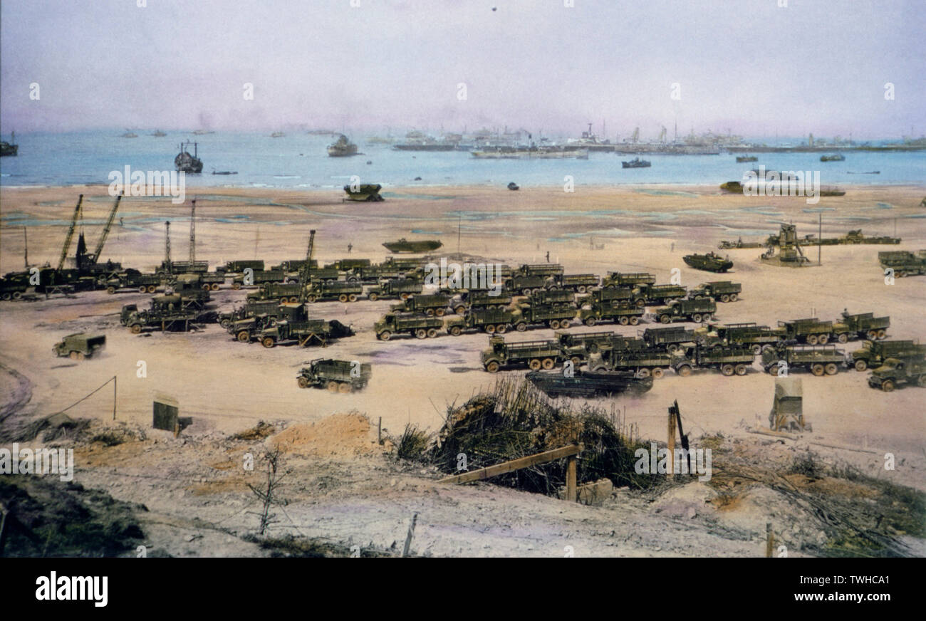 Beachhead Staging Area, Omaha Beach, D-Day, Normandy, France, June 1944 ...