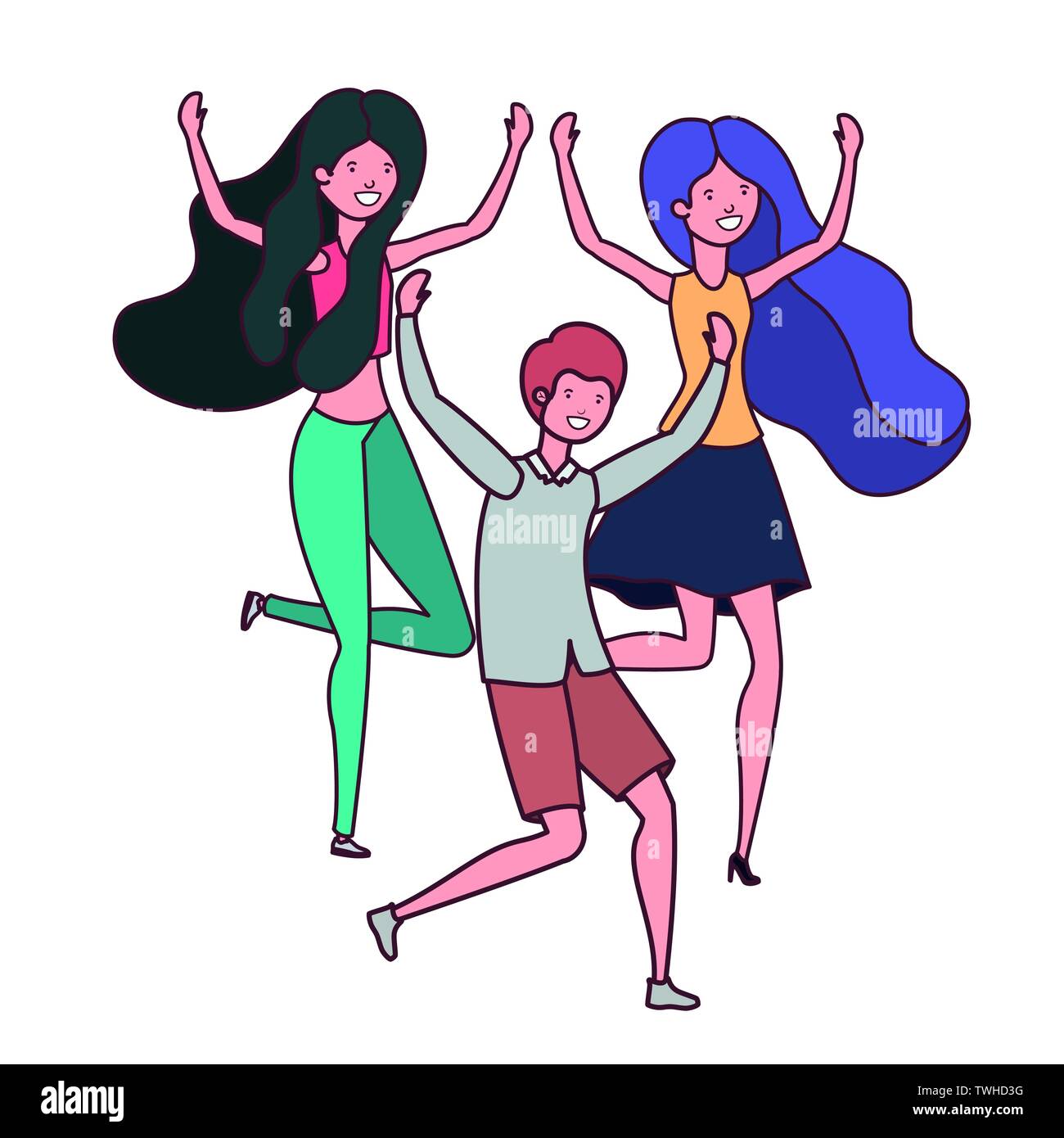 group of people dancing in white background Stock Vector Image & Art ...