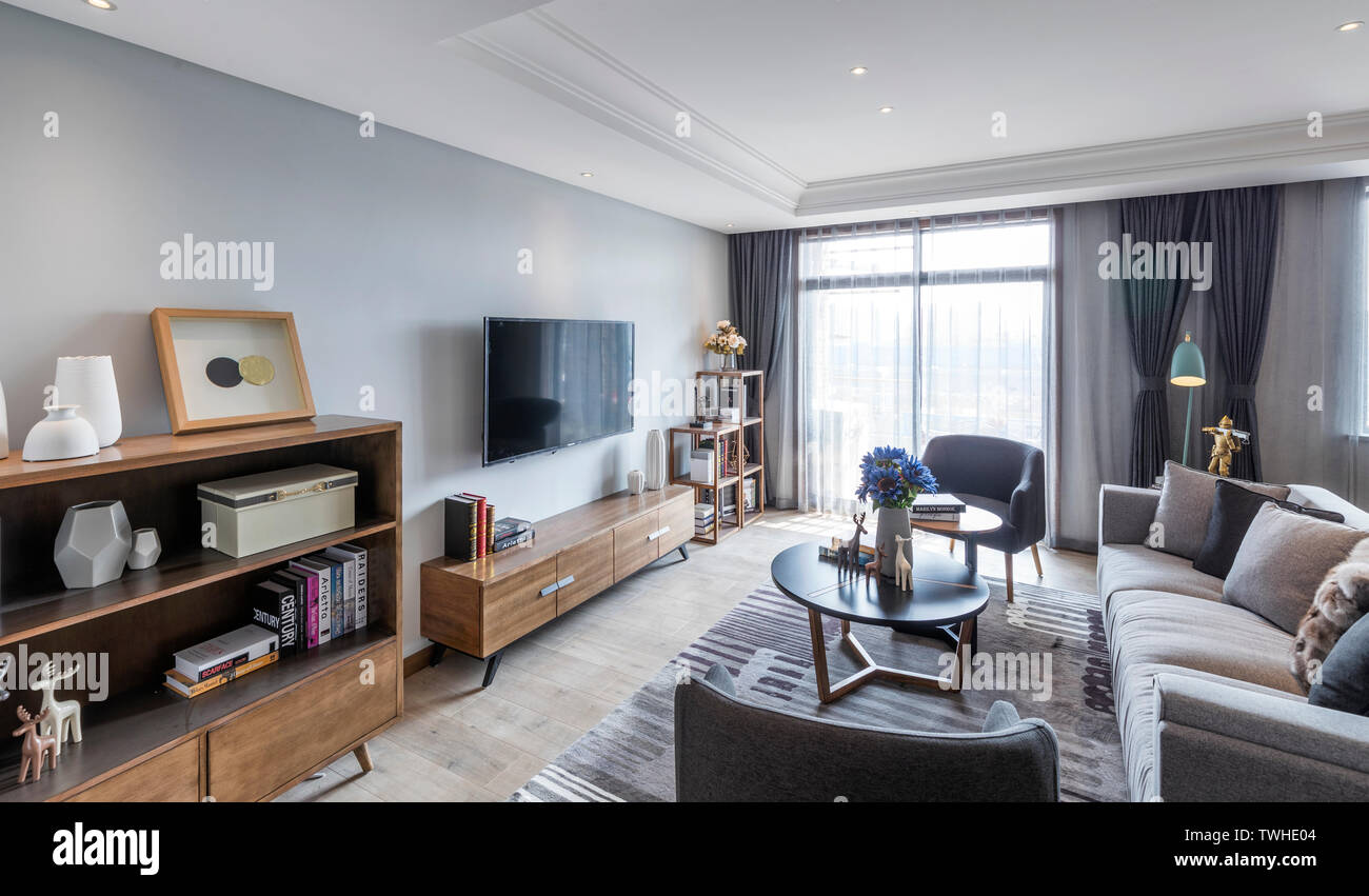 Design of interior design space of model room in modern living room ...