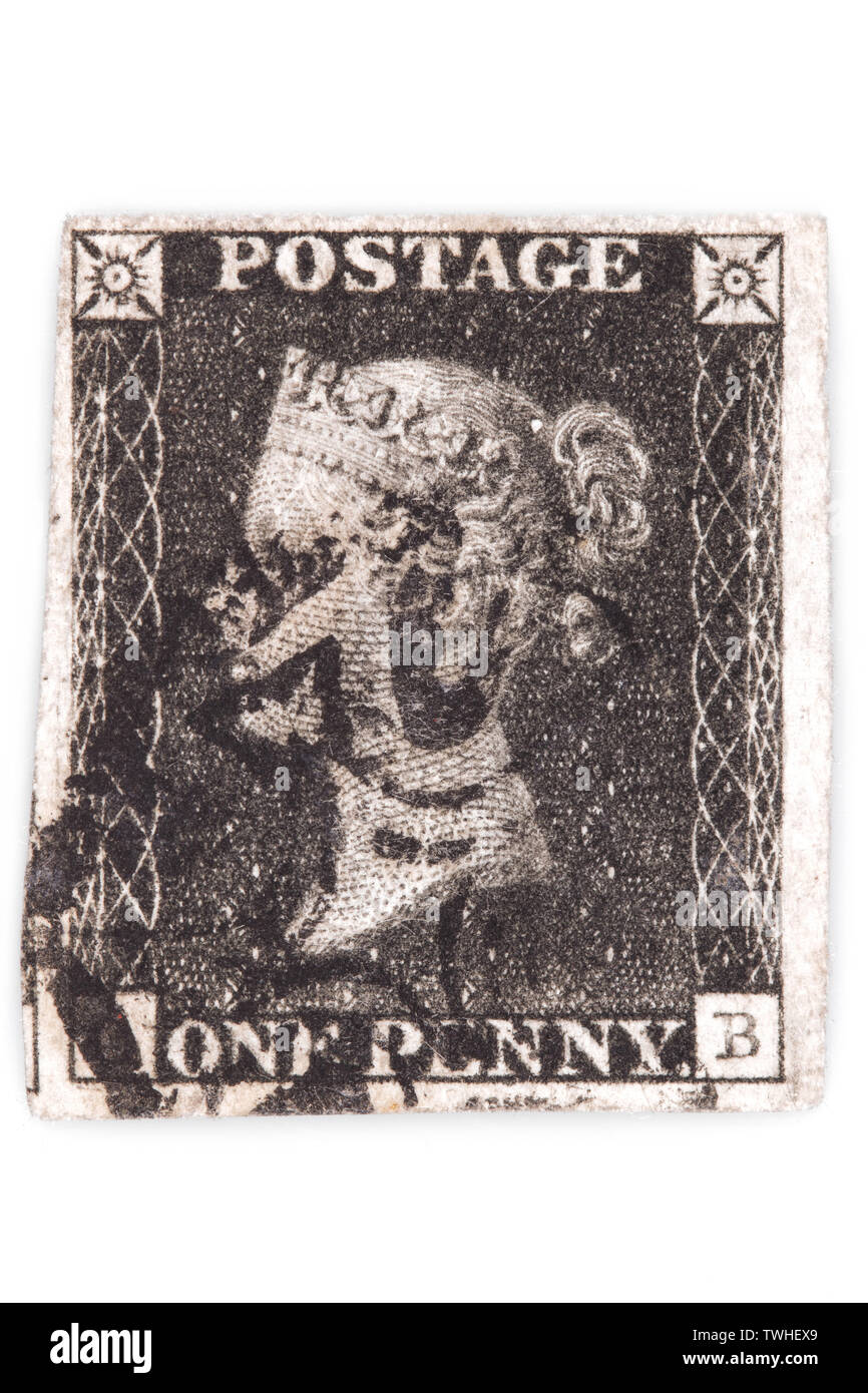 Plate 5 Penny Black with black Manchester cross cancellation isolated ...