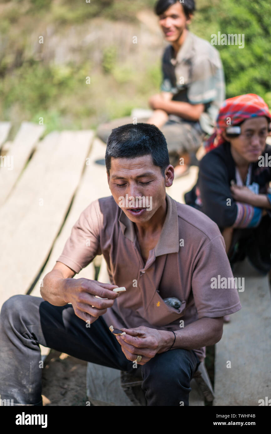 Local people Akha Pixor, Near of the Phongsali, Laos, Asia Stock Photo ...