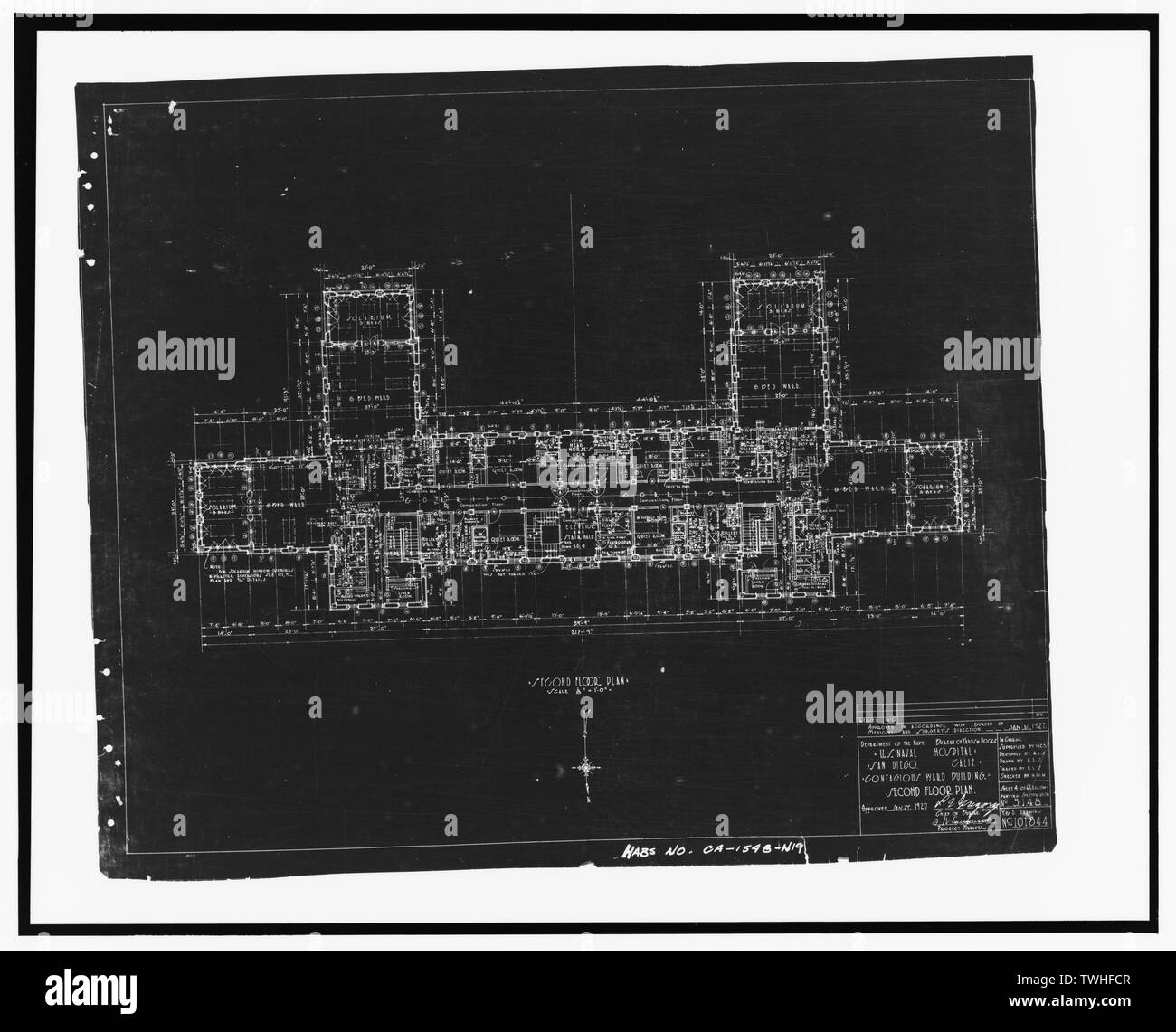 SECOND FLOOR PLAN, DRAWING NO. 101844 - U.S. Naval Hospital, Contagious ...
