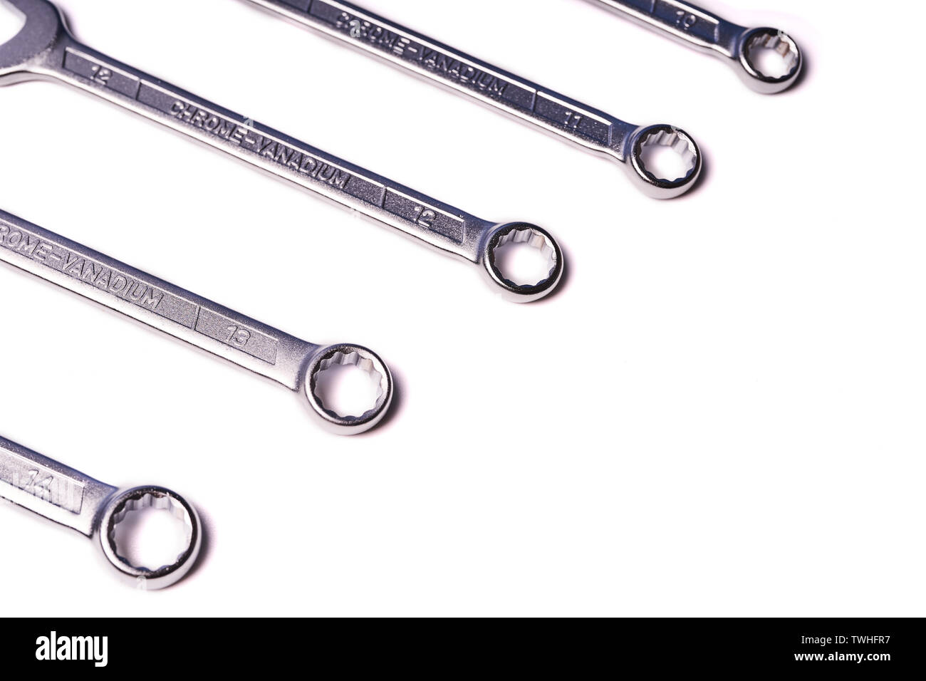 A lot of wrenches isolated on white background Stock Photo - Alamy